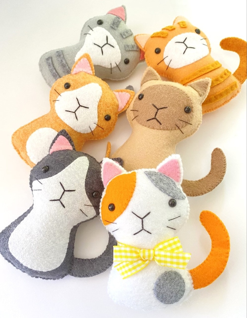 Felt Kitty Cat Softie Toy Sewing Pattern Tutorial PDF - Etsy