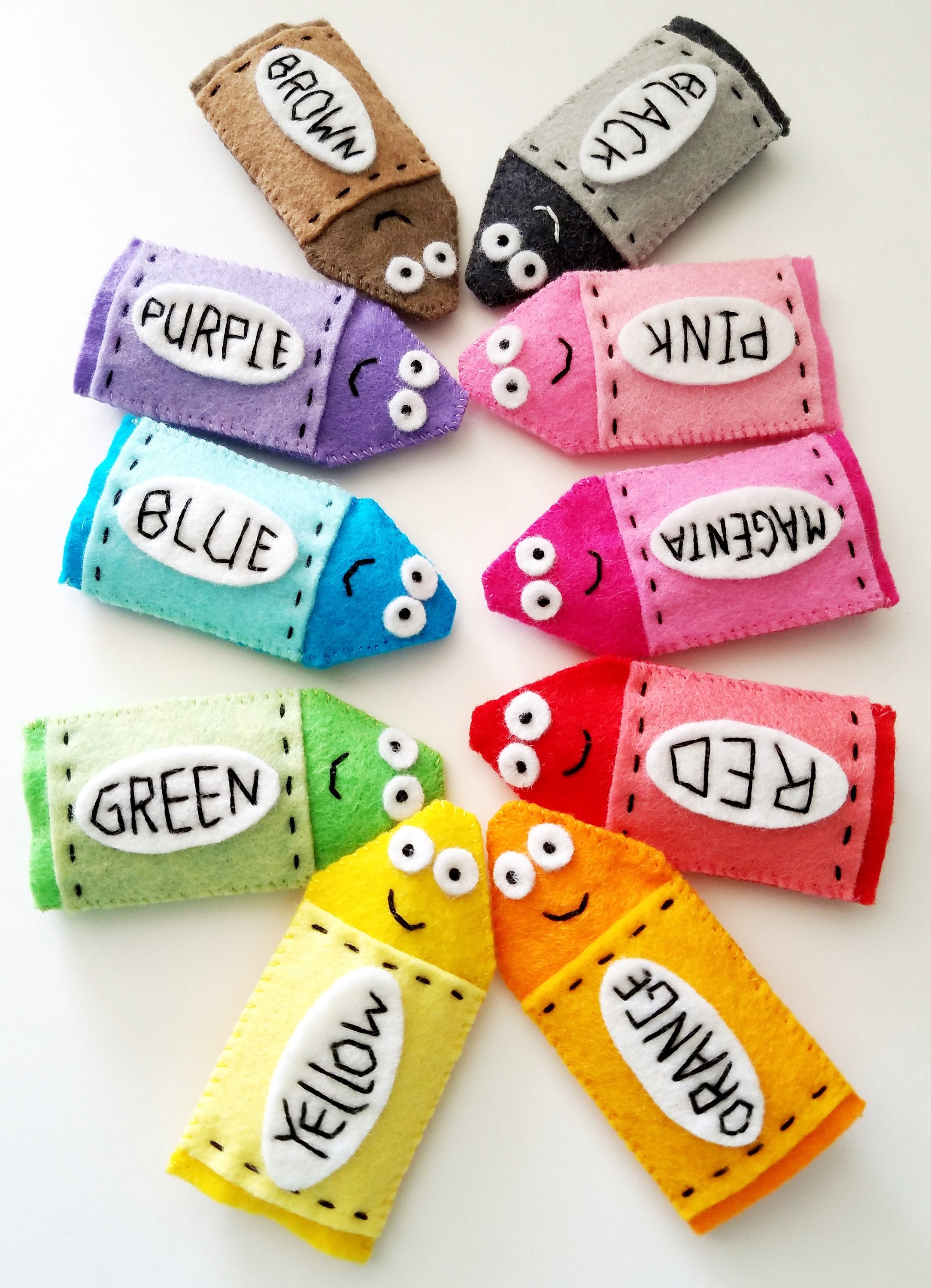 Crayon Felt Finger Puppets Sewing Pattern - PDF Epattern for Crayon ...