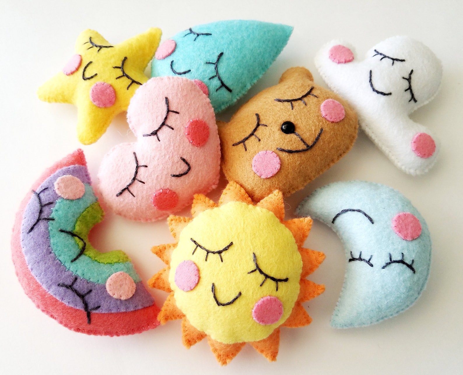 Felt Celestial Bedtime Softie Toy Set Garland Banner Sewing Pattern ...