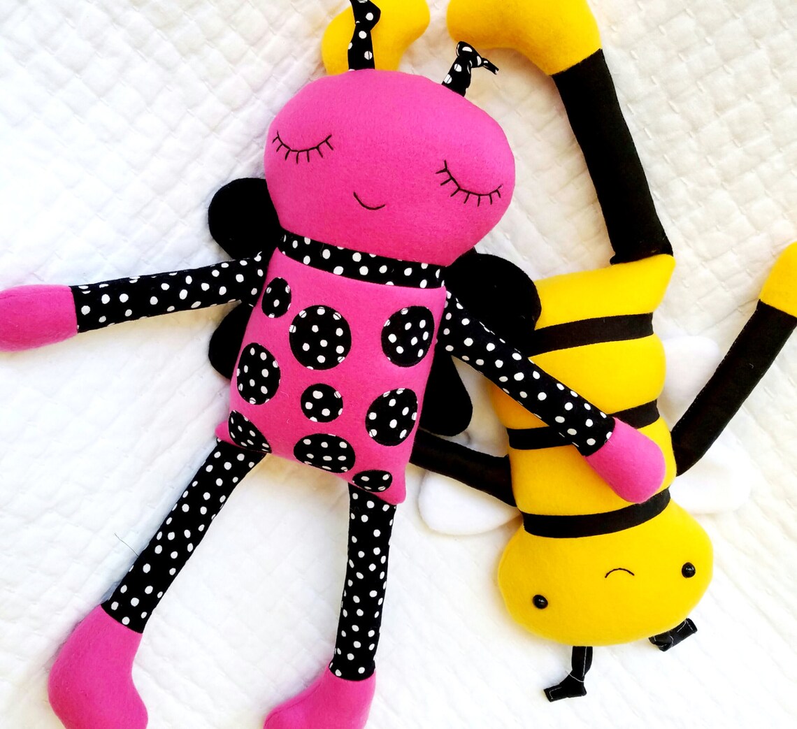 Bumble Bee and Ladybug Softies Fleece Sewing Pattern Soft | Etsy