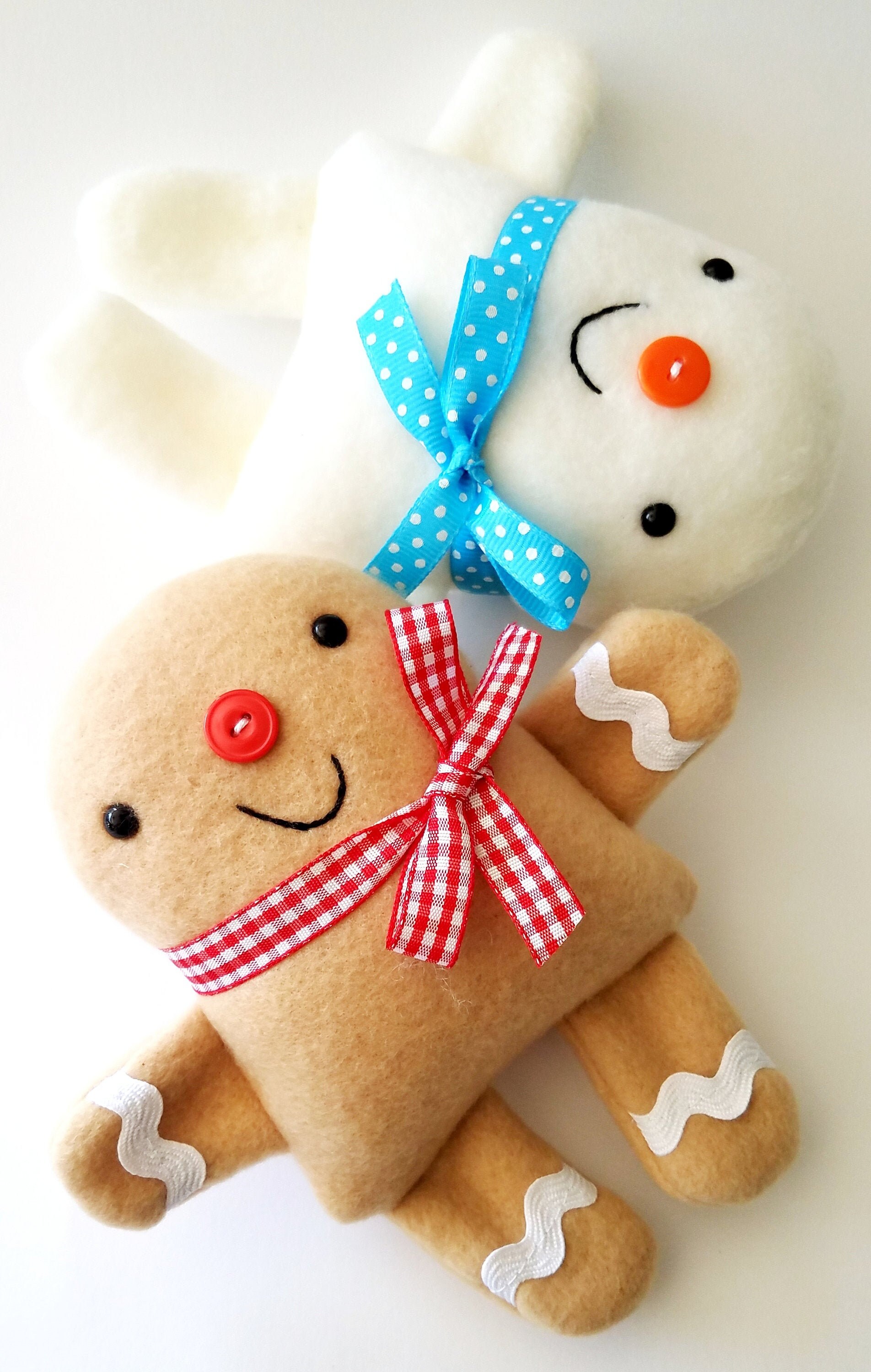 Christmas Gingerbread Man and Snowman Softie Toy Sewing | Etsy