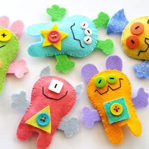 Monster Felt Finger Puppets Sewing Pattern - PDF Epattern for Five ...