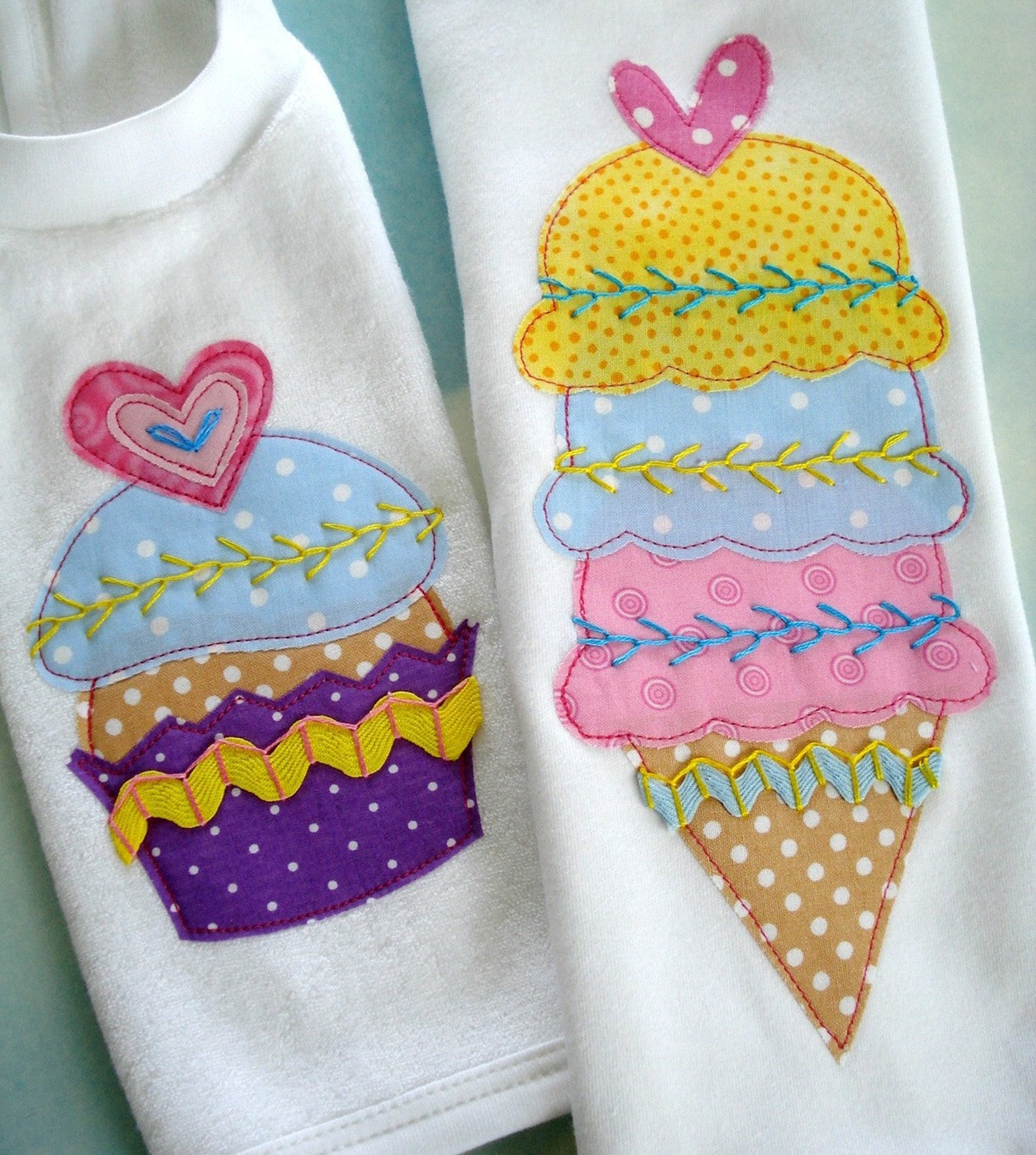 Applique Designs - Fun Food - Cupcake, Strawberry, Cheeseburger and Ice ...