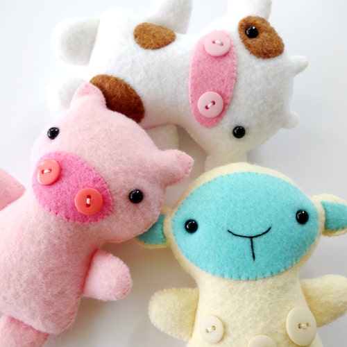Bunny Sheep & Monkey Felt Softies Sewing Pattern PDF - Etsy
