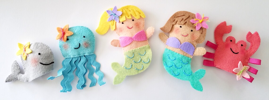 Mermaid Under the Sea Felt Finger Puppets Sewing Pattern PDF - Etsy