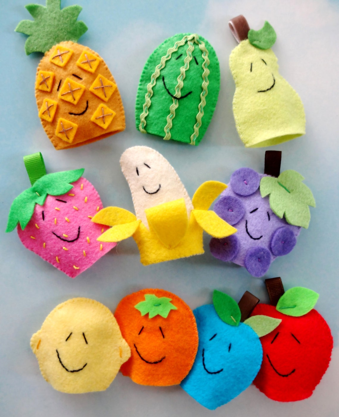 Felt Fruit Finger Puppets Sewing Pattern - PDF Epattern - Etsy