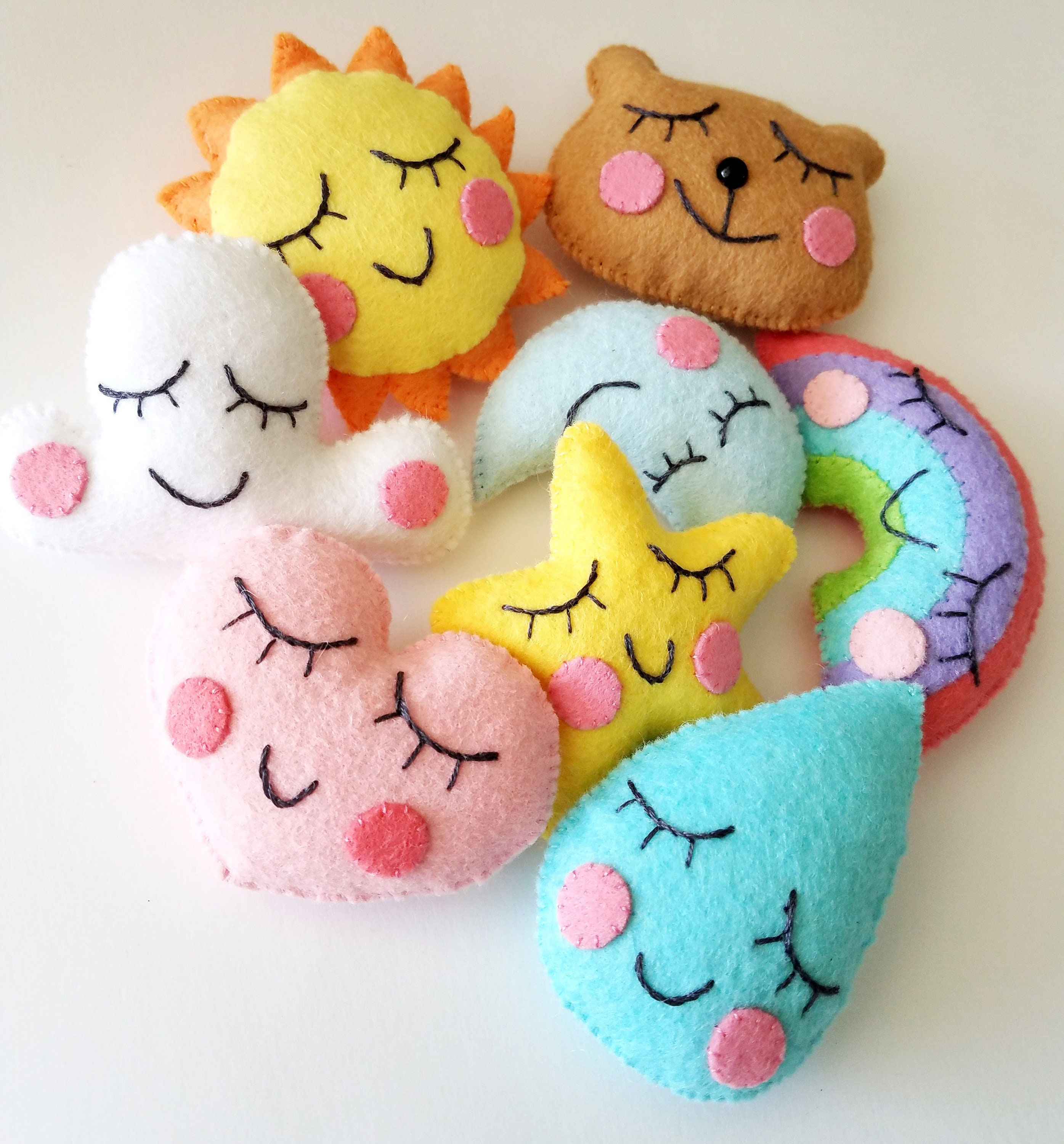 Felt Celestial Bedtime Softie Toy Set Garland Banner Sewing | Etsy