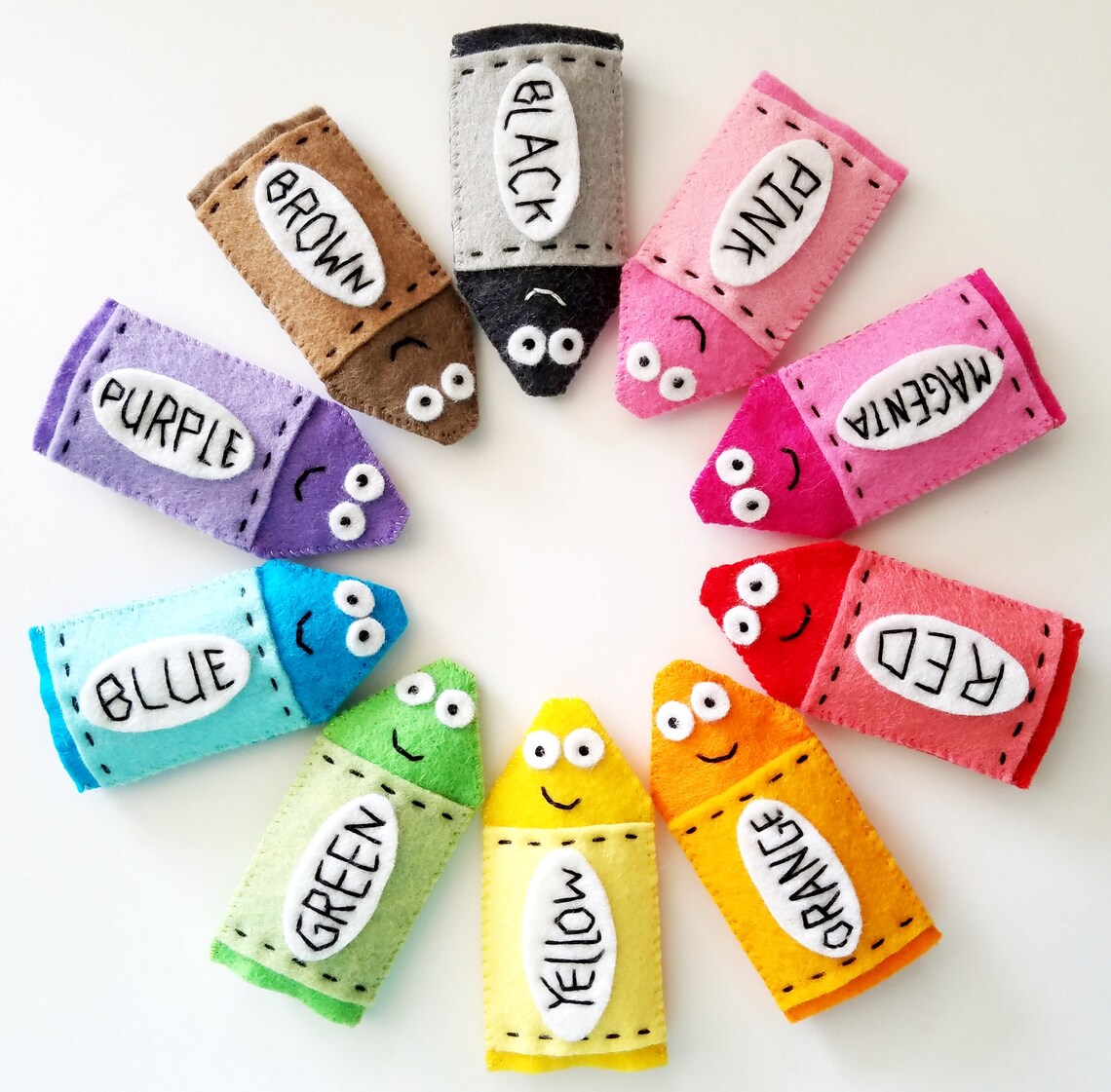 Crayon Felt Finger Puppets Sewing Pattern - PDF Epattern for Crayon ...