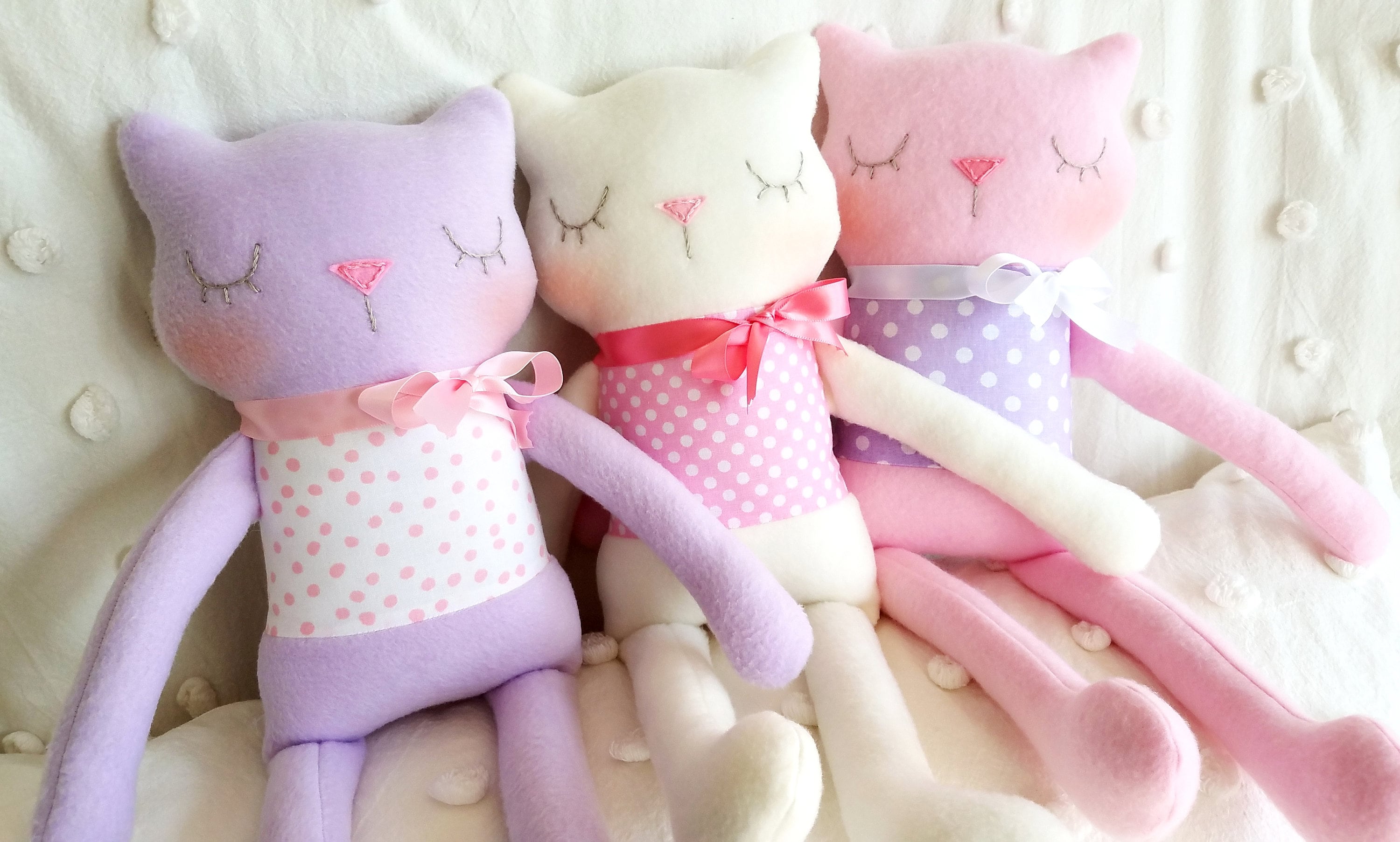 Kitty Cat Softie Sewing Pattern Sleepy Soft Fleece Toy | Etsy