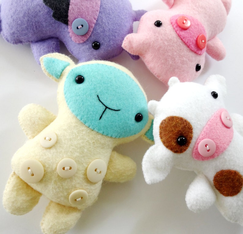 Felt Farm Animal Softies Sewing Pattern Toy - Tutorial - PDF E PATTERN ...