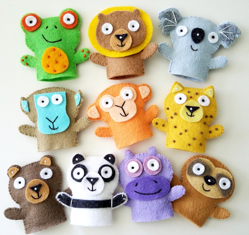 Felt Wild Animal Finger Puppets Sewing Pattern PDF Epattern | Etsy