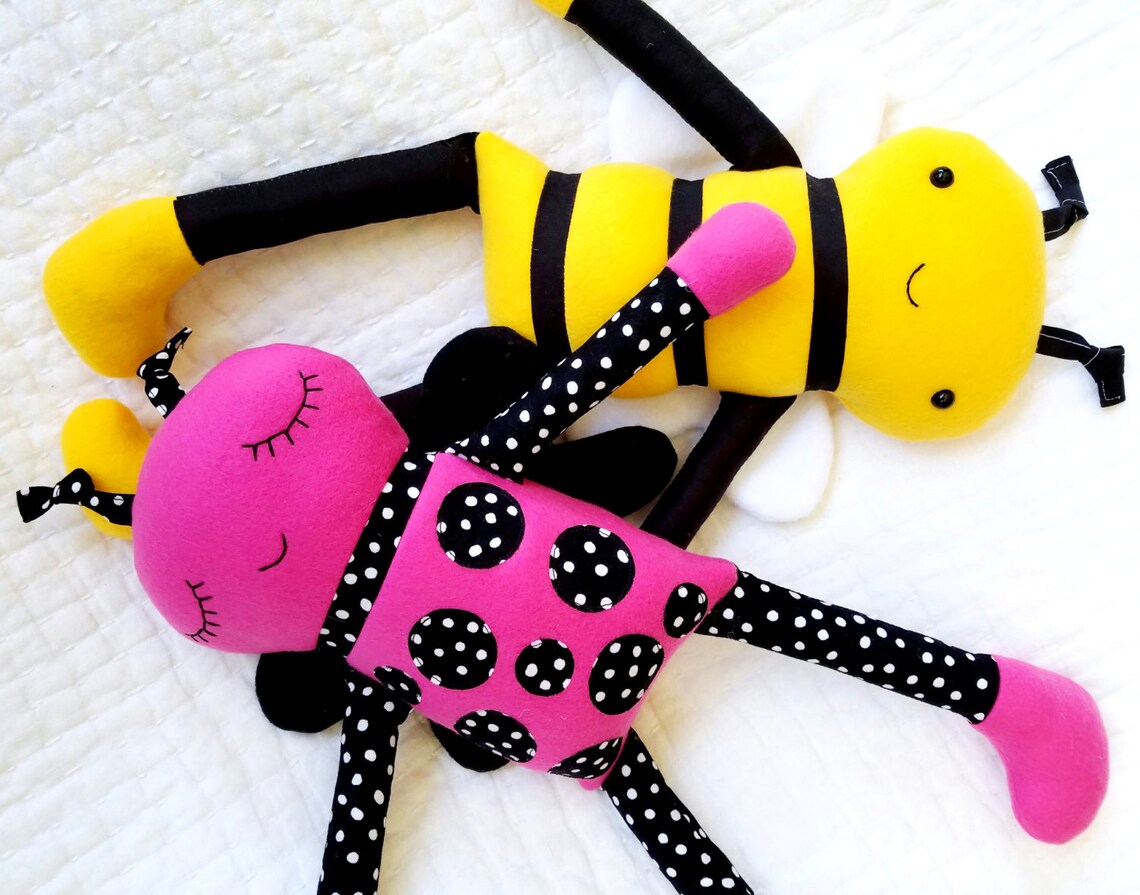 Bumble Bee and Ladybug Softies Fleece Sewing Pattern Soft | Etsy