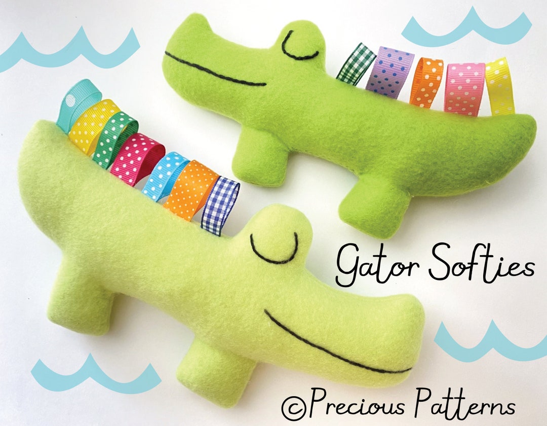 Gator Baby Softie Toy Sewing Pattern - PDF Epattern - Fleece Ribbon ...