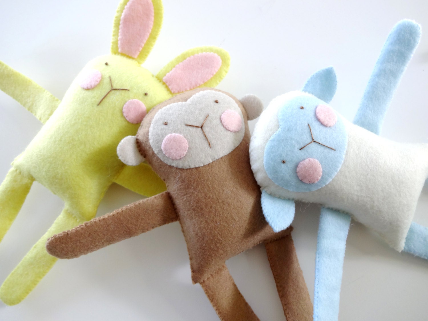 Bunny Sheep & Monkey Felt Softies Sewing Pattern PDF - Etsy