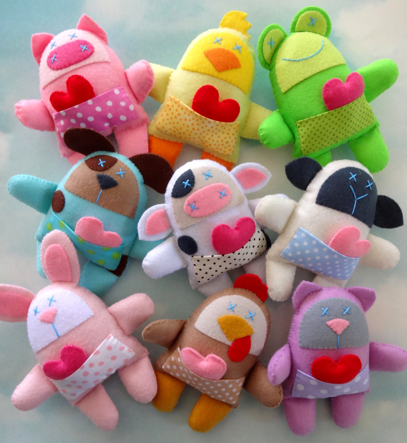 Nine Felt Animal Softies Sewing Pattern Spring Animals PDF - Etsy