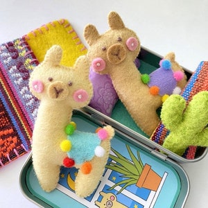 Llama Tin Play Set Felt Sewing Pattern Toy Llama Cactus Sleeping Bag ...
