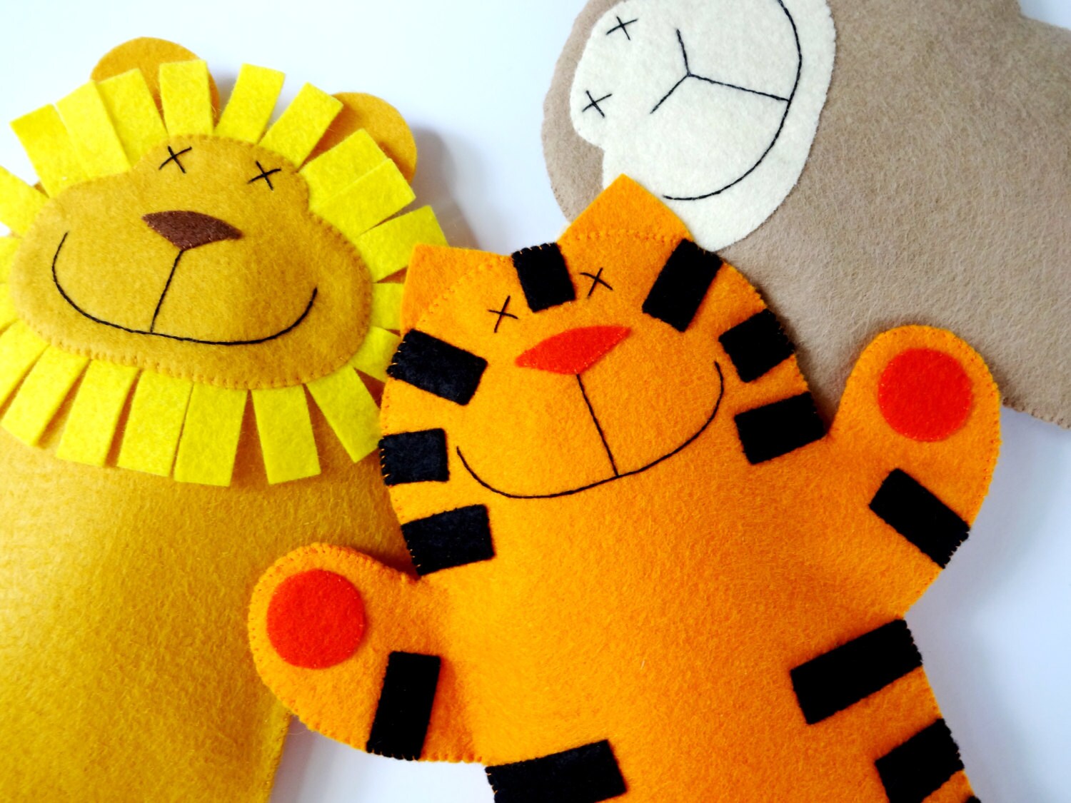 SALE - PDF Epattern for Lion, Monkey & Tiger Felt Hand Puppets - Etsy