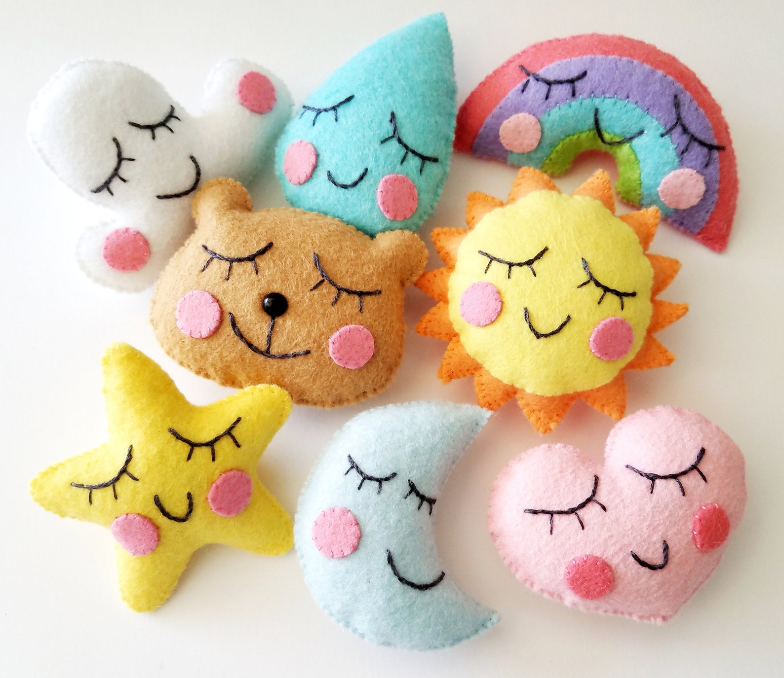 Felt Celestial Bedtime Softie Toy Set Garland Banner Sewing Pattern ...