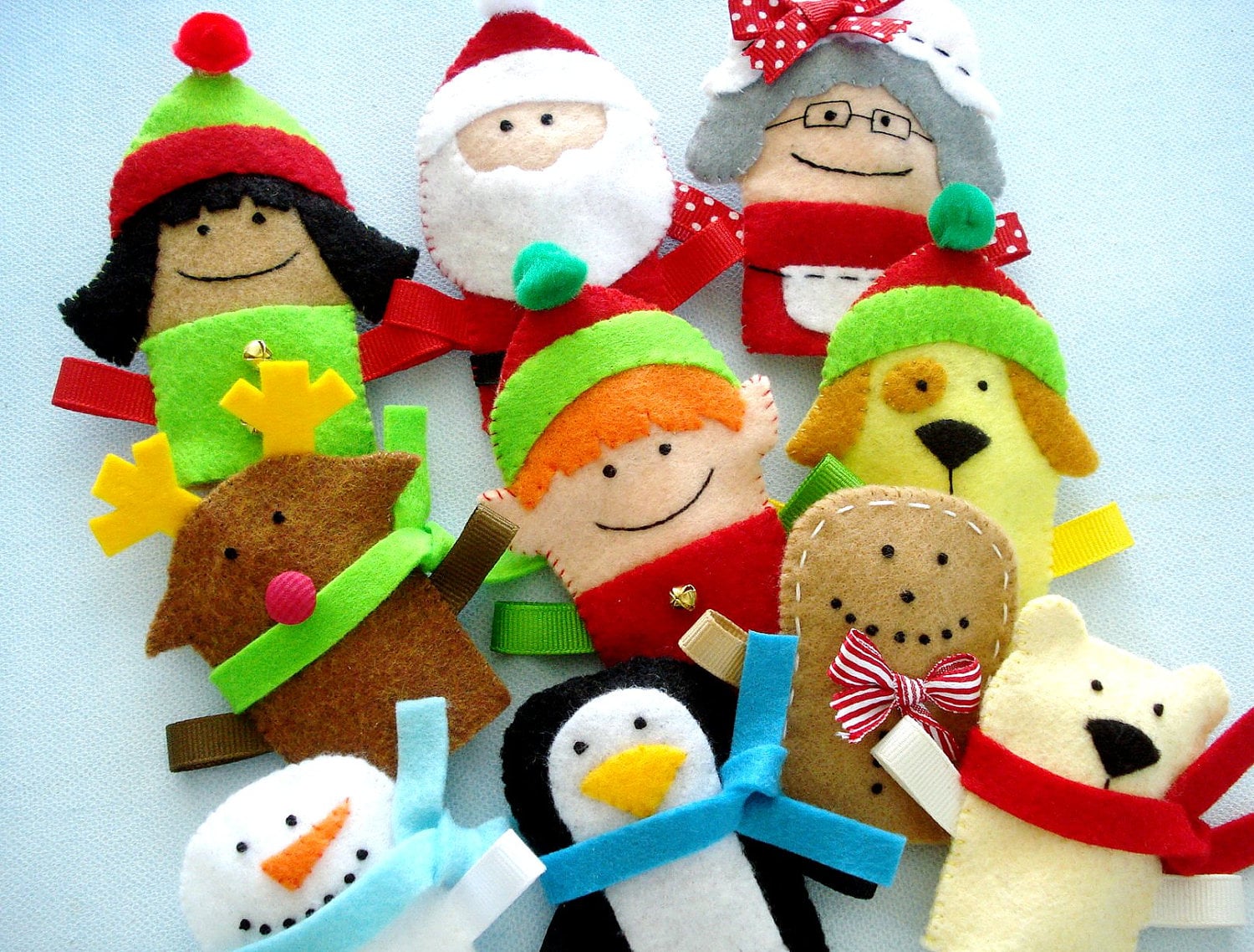 Felt Christmas Sewing Pattern Felt Christmas Finger Puppets | Etsy