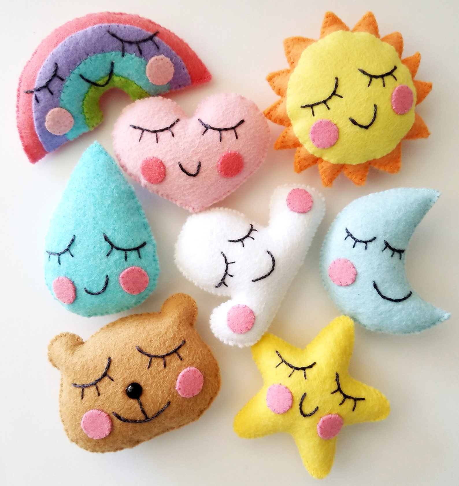 Felt Celestial Bedtime Softie Toy Set Garland Banner Sewing Pattern ...