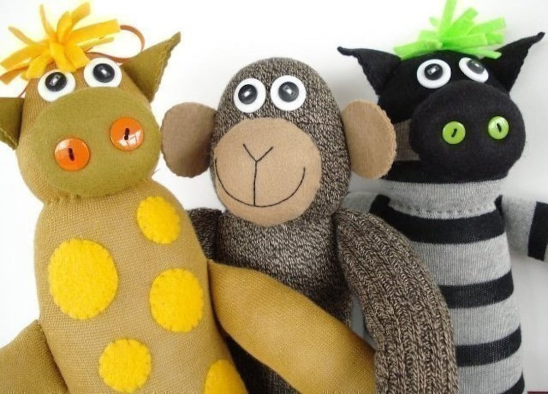 Toy Sewing Pattern - SALE - PDF Epattern for Sock Animals - Monkey ...