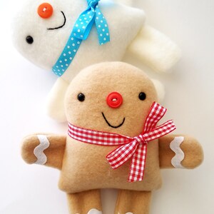 Christmas Gingerbread Man and Snowman Softie Toy Sewing Pattern - PDF ...
