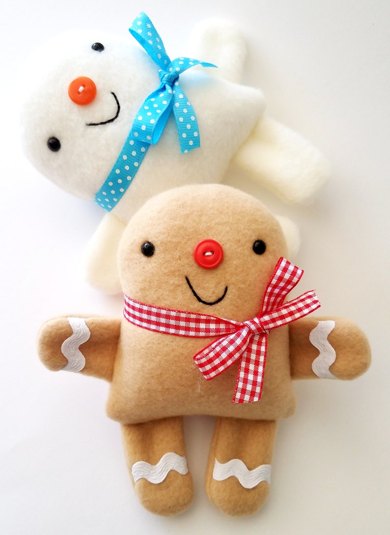 Christmas Gingerbread Man and Snowman Softie Toy Sewing | Etsy