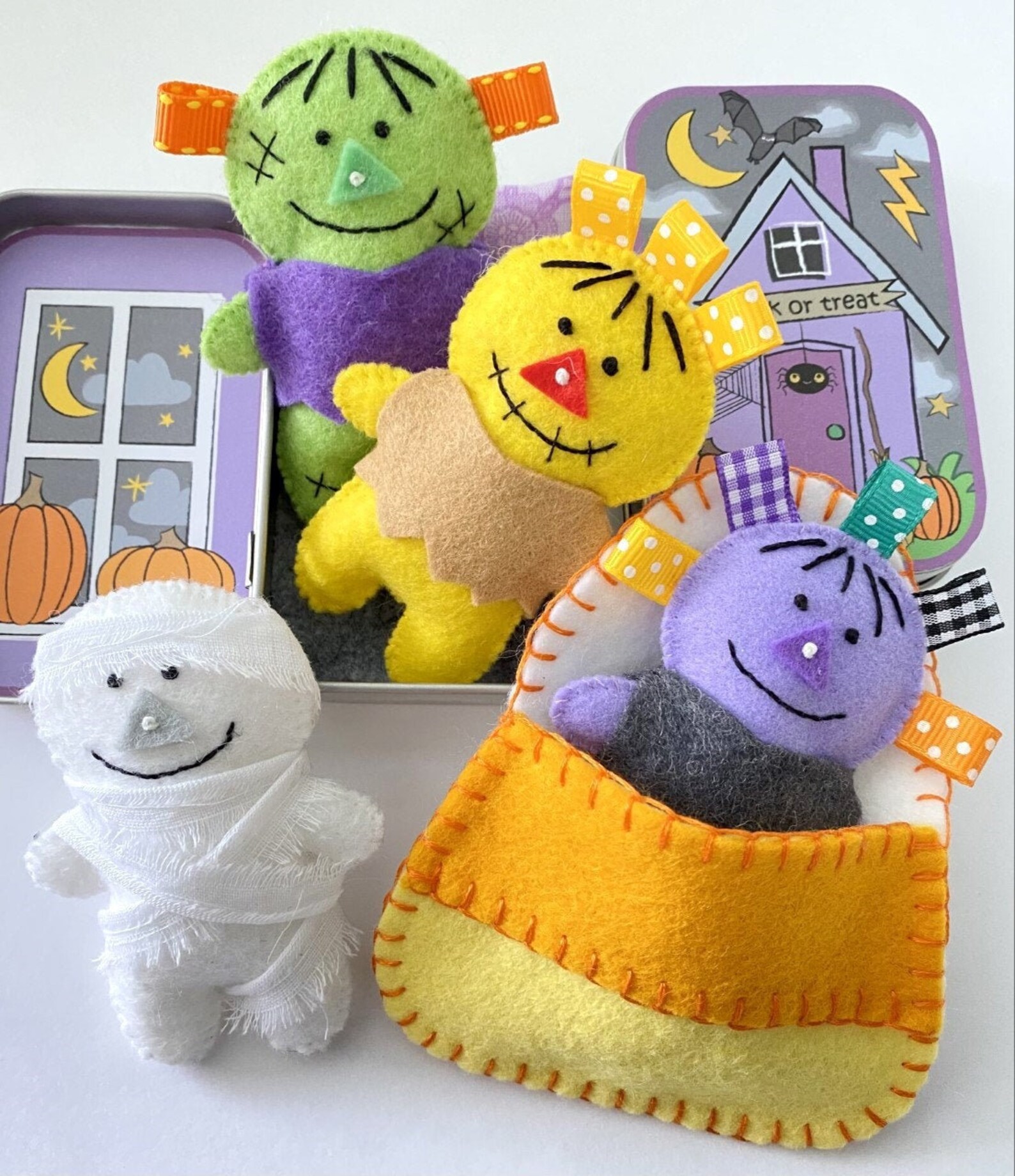 Halloween Tin Play Set Felt Sewing Pattern Witch - Etsy