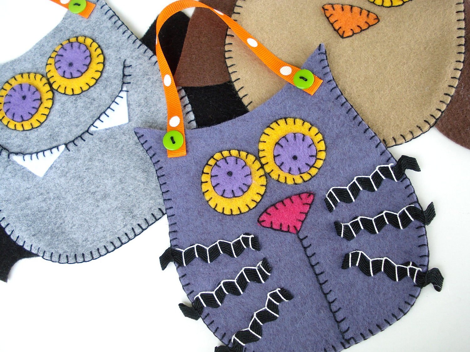 NEW Felt Pouches Toy Sewing Pattern - PDF Epattern - Owl, Bat, Kitty ...
