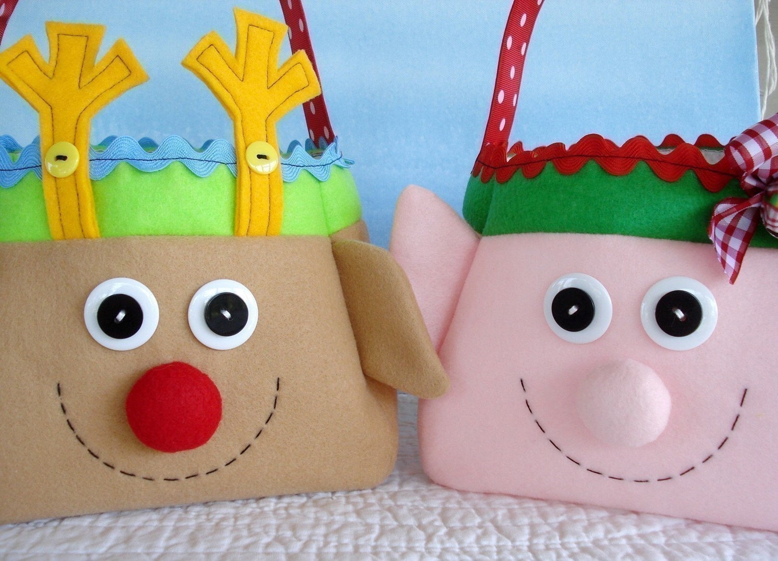 Reindeer Snowman and Elf Christmas Holiday Bags Sewing - Etsy