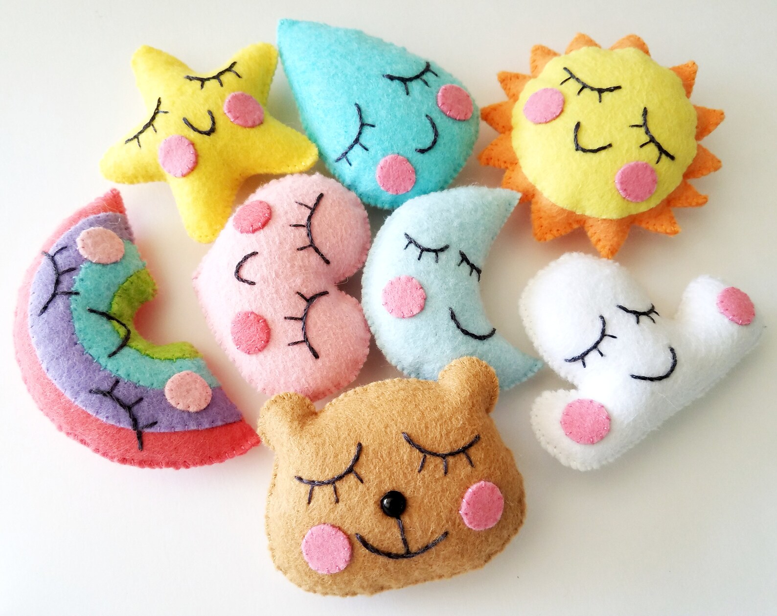 Felt Celestial Bedtime Softie Toy Set Garland Banner Sewing Pattern ...
