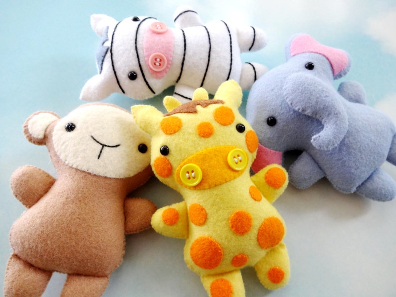 Felt Jungle Animal Softies Sewing Pattern Tutorial PDF E - Etsy