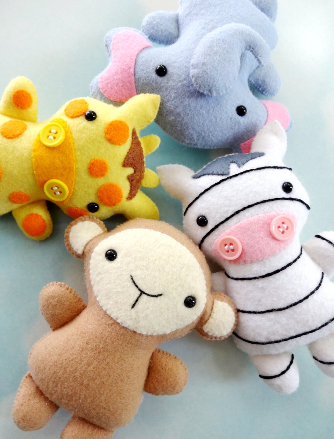 Felt Jungle Animal Softies Sewing Pattern Tutorial PDF E - Etsy