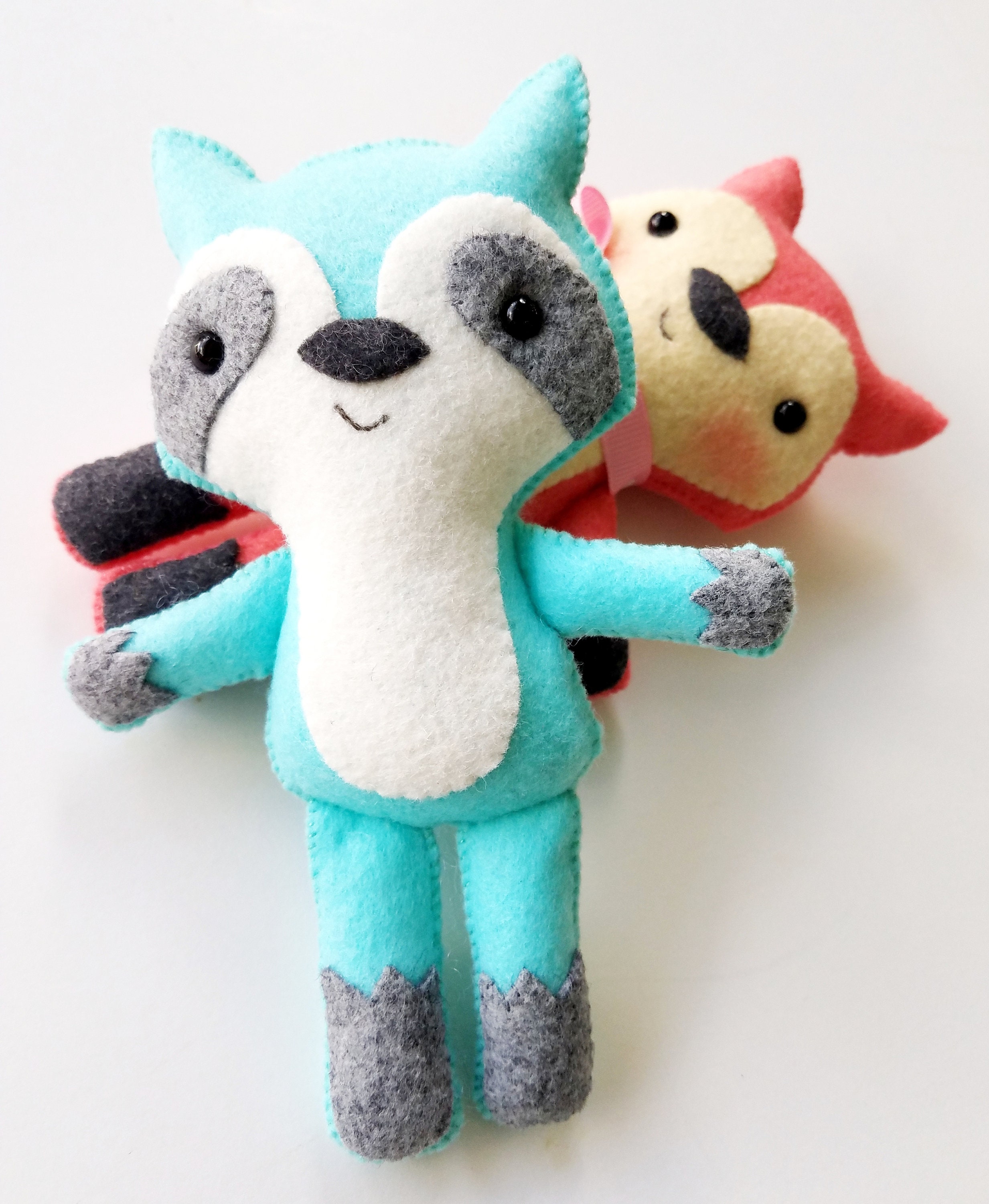 Felt Doll Softie Toy Sewing Pattern - Fox and Raccoon Woodland Animal ...