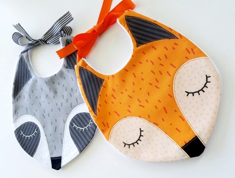 Fox - Raccoon Baby Bibs PDF E Sewing Pattern - Etsy