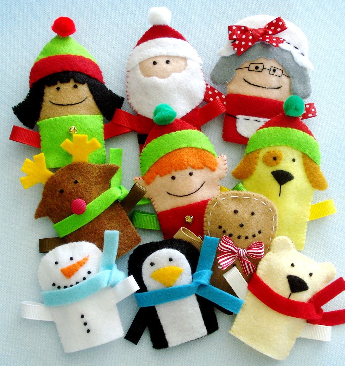 Felt Christmas Sewing Pattern Felt Christmas Finger Puppets | Etsy