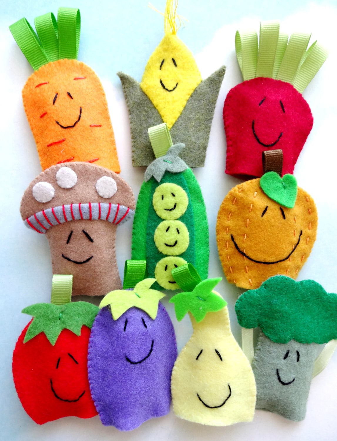Vegetable Felt Finger Puppets Sewing Pattern - PDF Epattern - Etsy ...