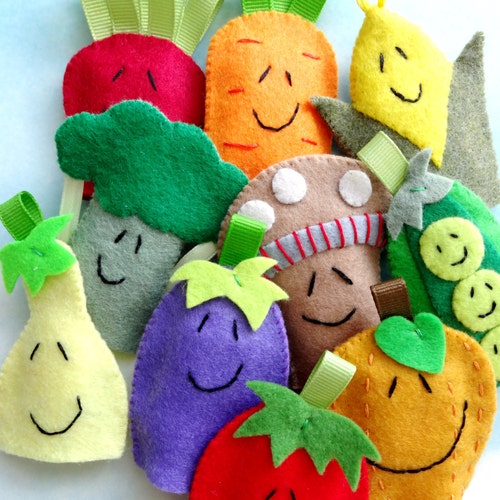 Vegetable Felt Finger Puppets Sewing Pattern PDF Epattern - Etsy