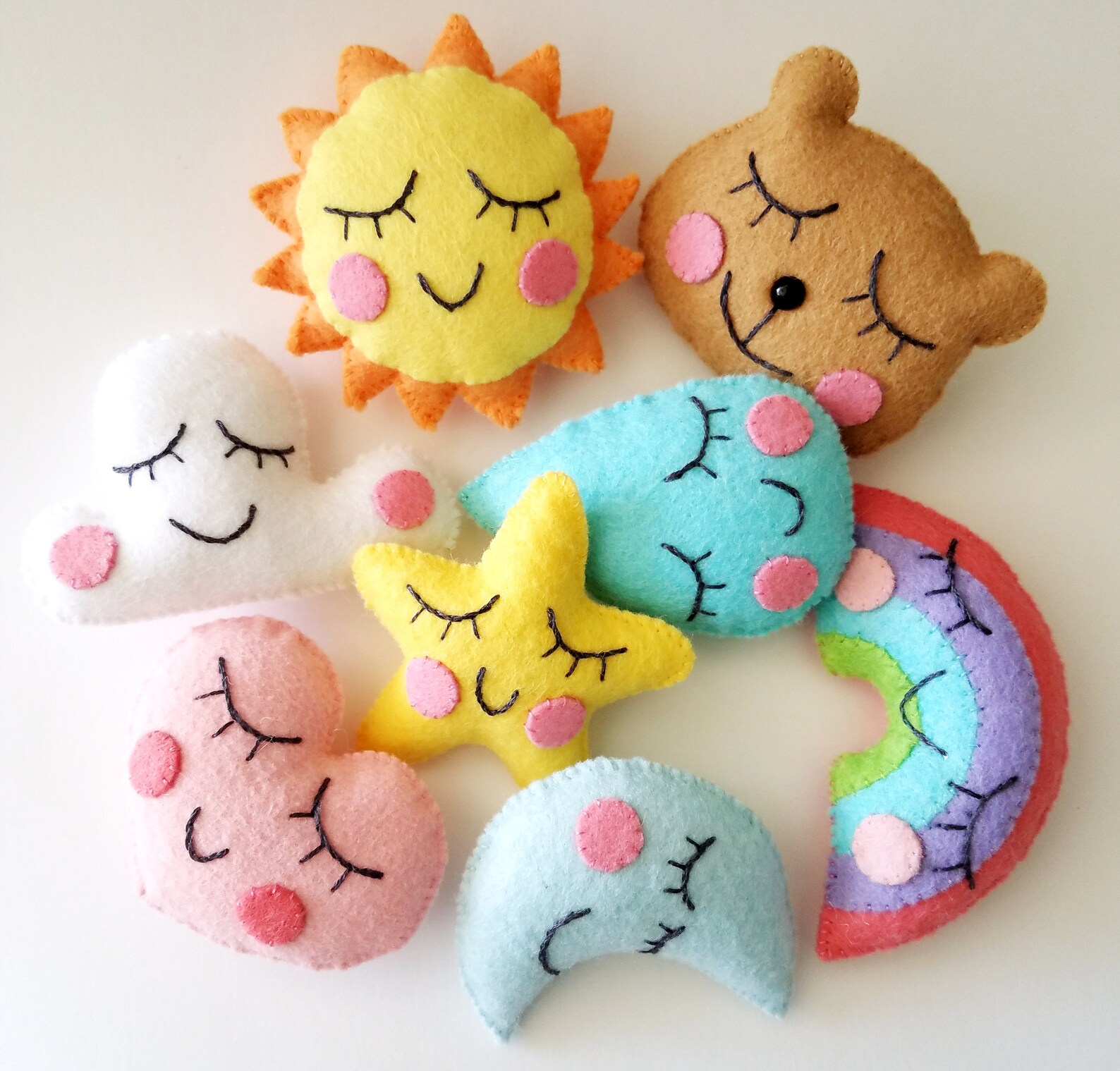 Felt Celestial Bedtime Softie Toy Set Garland Banner Sewing Pattern ...