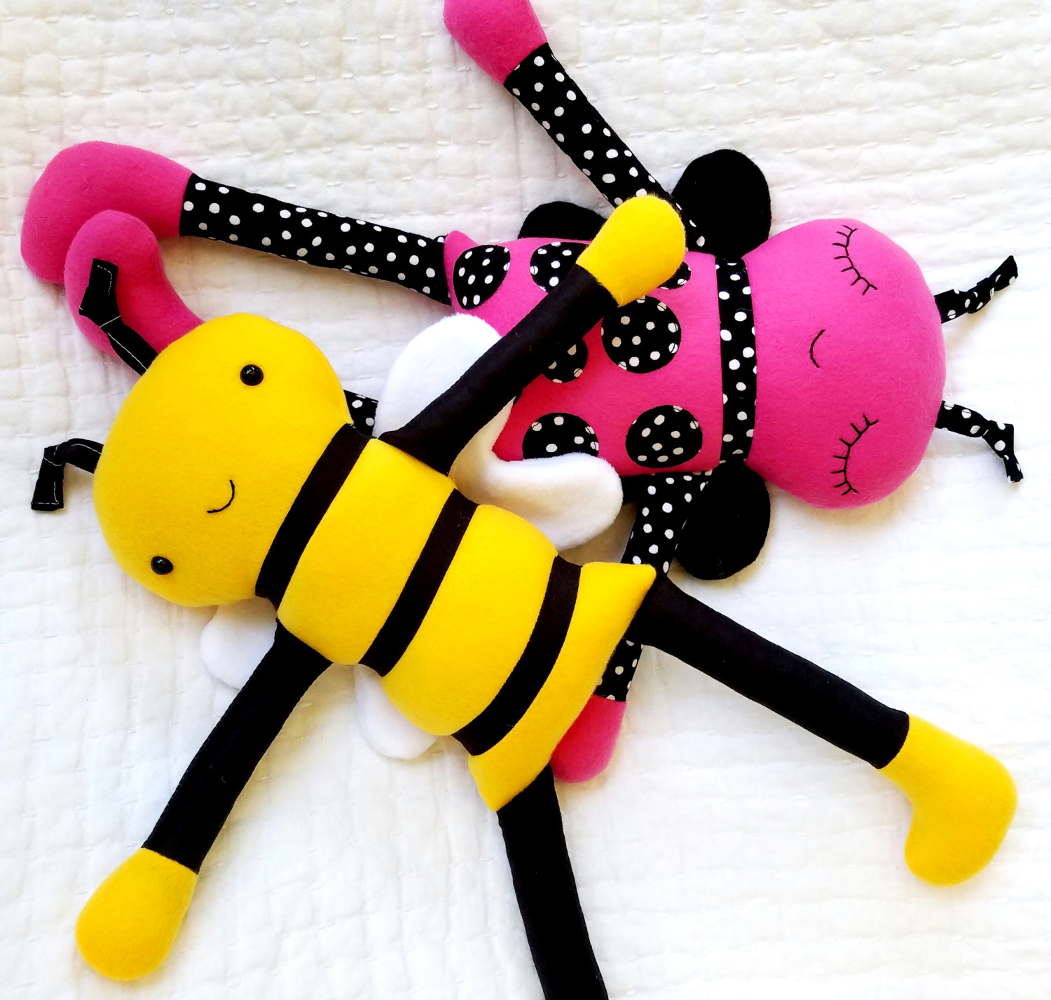 Bumble Bee and Ladybug Softies Fleece Sewing Pattern Soft | Etsy