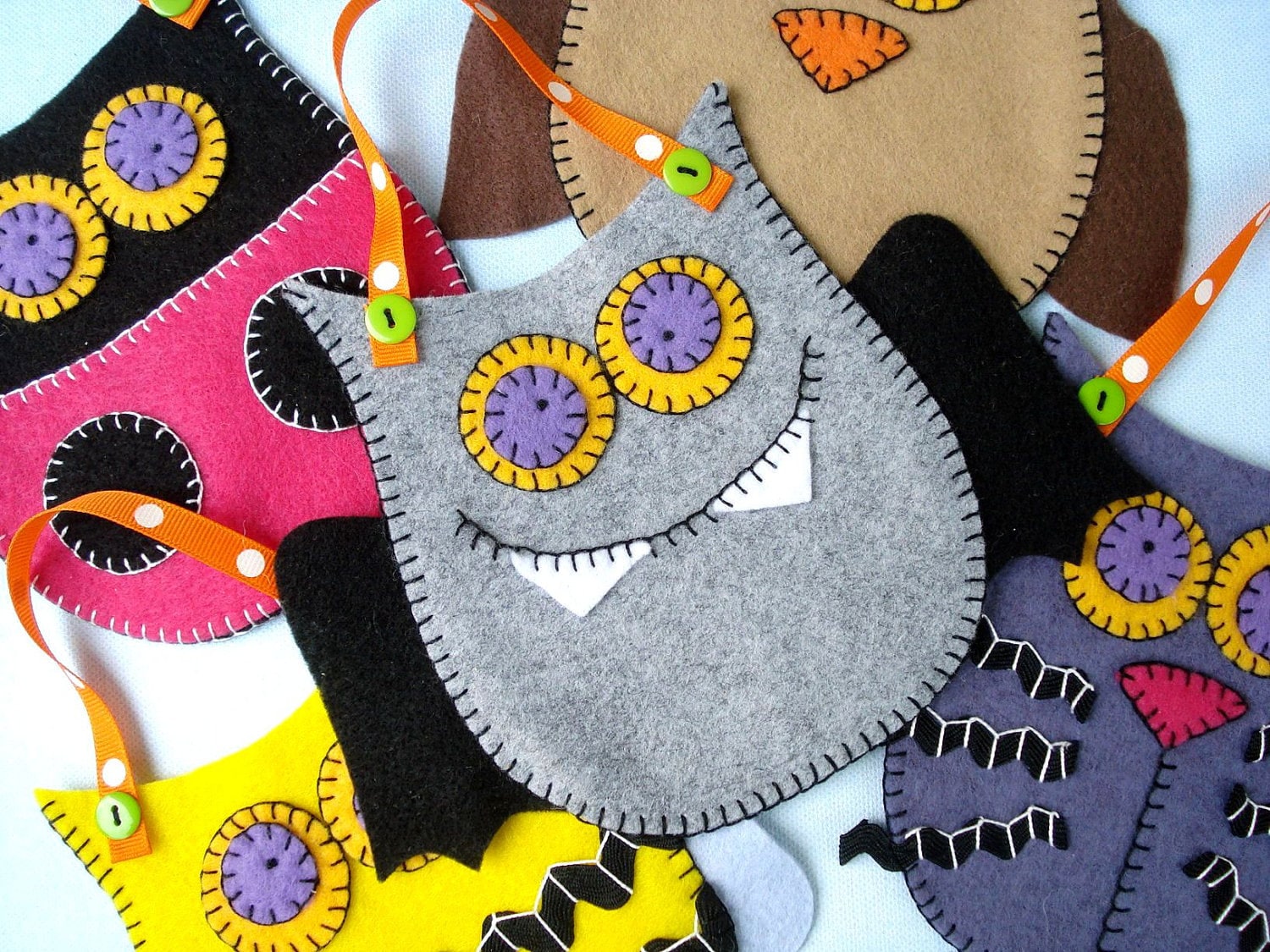 NEW Felt Pouches Toy Sewing Pattern - PDF Epattern - Owl, Bat, Kitty ...