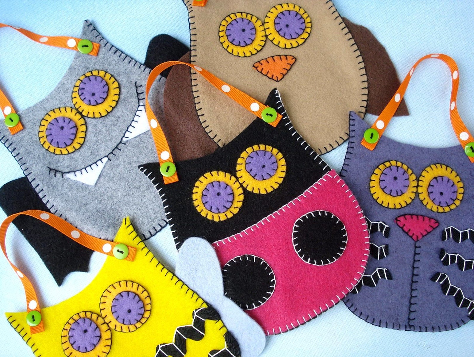 NEW Felt Pouches Toy Sewing Pattern - PDF Epattern - Owl, Bat, Kitty ...