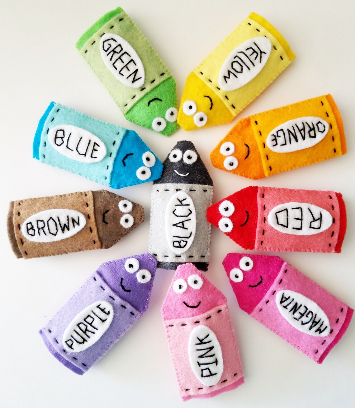 Crayon Felt Finger Puppets Sewing Pattern - PDF Epattern for Crayon ...