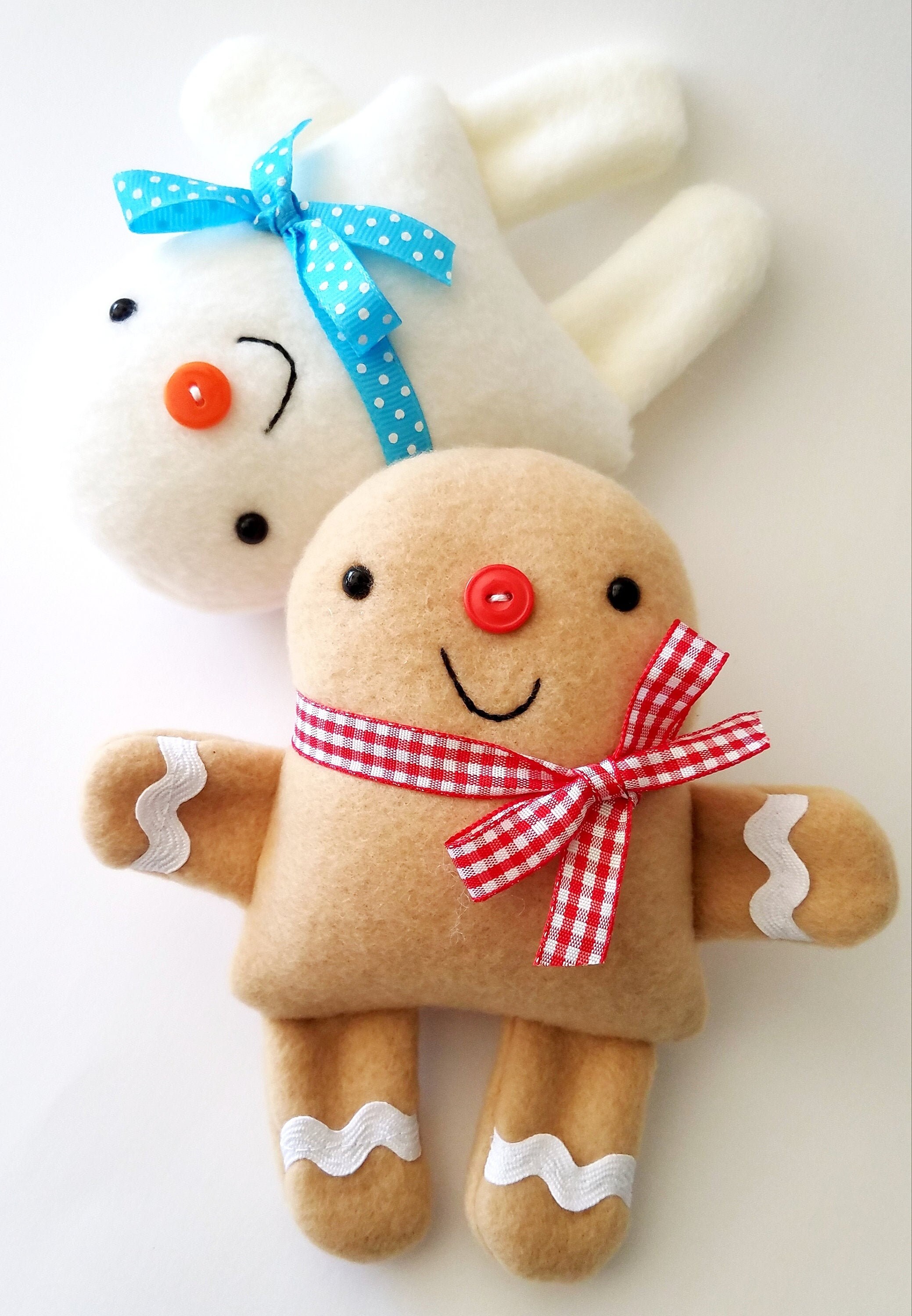 Christmas Gingerbread Man and Snowman Softie Toy Sewing | Etsy