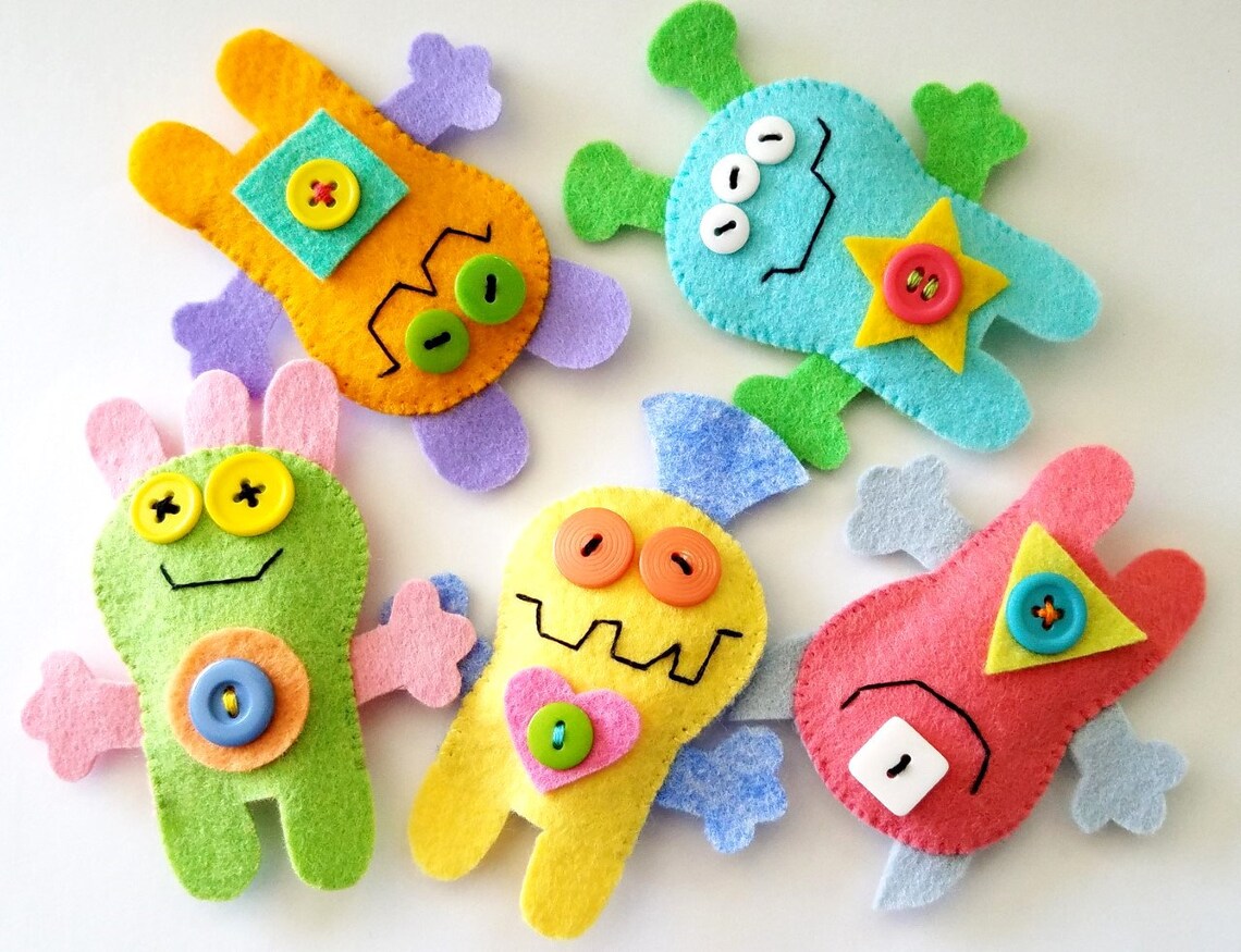 Monster Felt Finger Puppets Sewing Pattern PDF Epattern for - Etsy