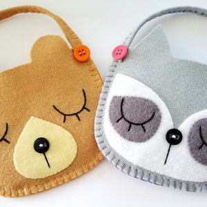 Fox, Raccoon and Bear Felt Purse Pouches PDF Sewing Pattern PDF E ...