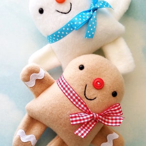 Christmas Gingerbread Man and Snowman Softie Toy Sewing Pattern - PDF ...