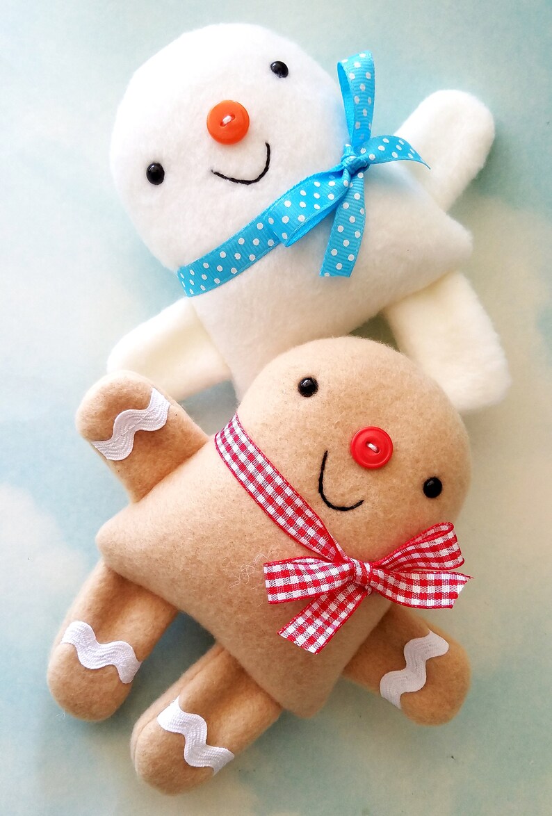 Christmas Gingerbread Man and Snowman Softie Toy Sewing | Etsy