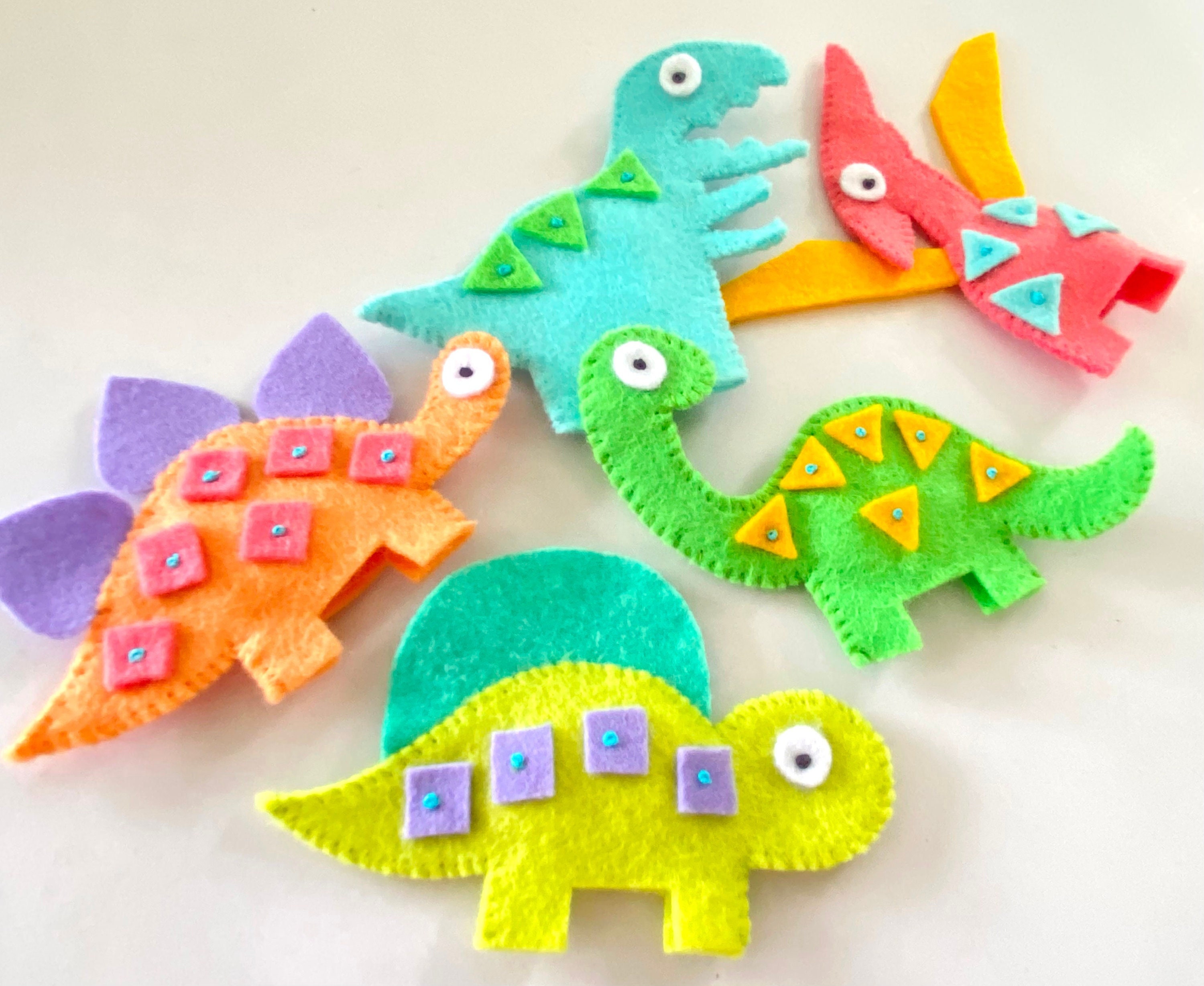 Dinosaur Felt Finger Puppets Sewing Pattern - PDF Epattern for ...