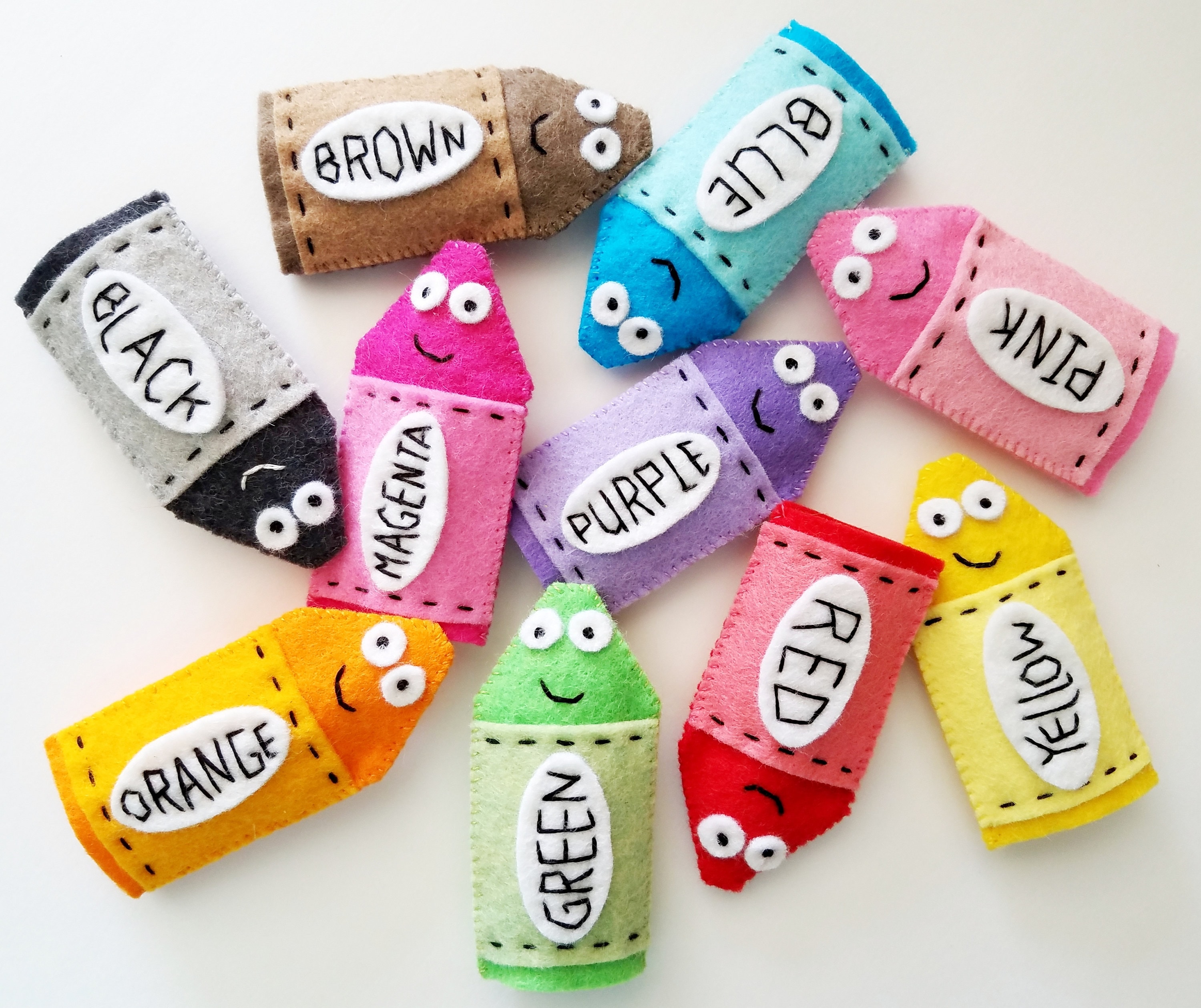 Crayon Felt Finger Puppets Sewing Pattern - PDF Epattern for Crayon ...